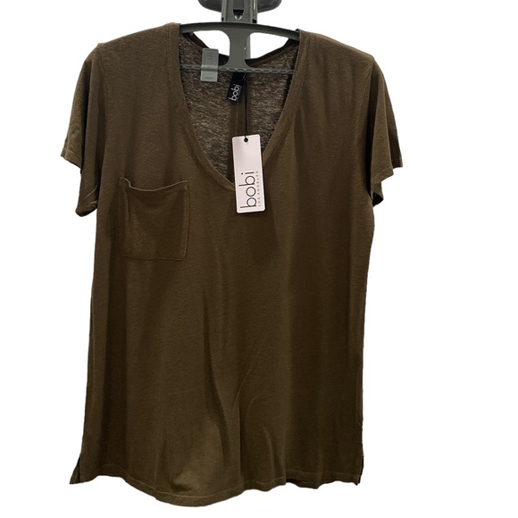 bobi | Tops | Nwt Bobi Linen Blend V Neck Pocket Tee | Poshmark
